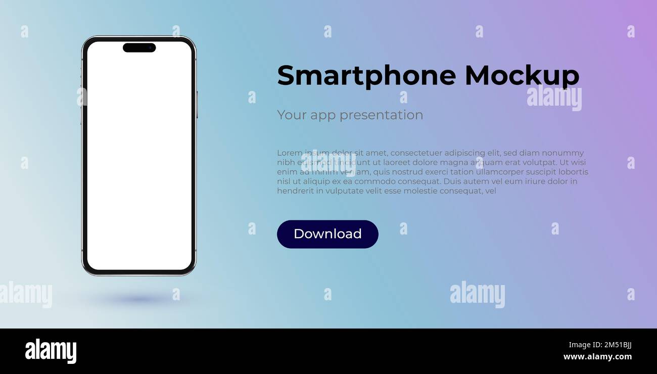 Iphone 14 vector smartphone mockup. 3D illustration of a modern apple ...