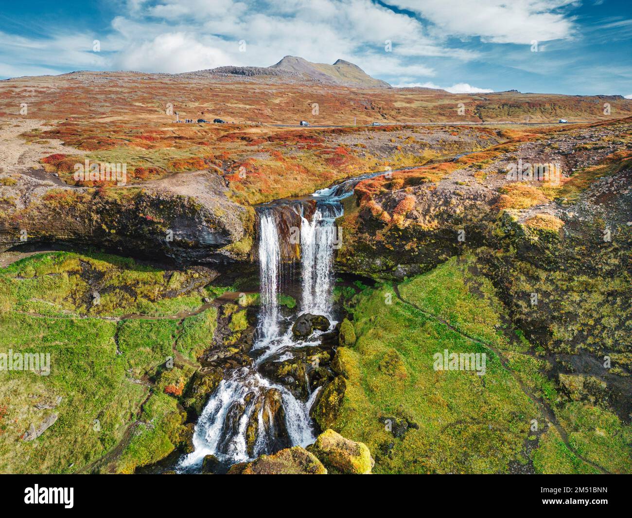Famous Sheep's waterfall in Iceland, view from the air Stock Photo - Alamy