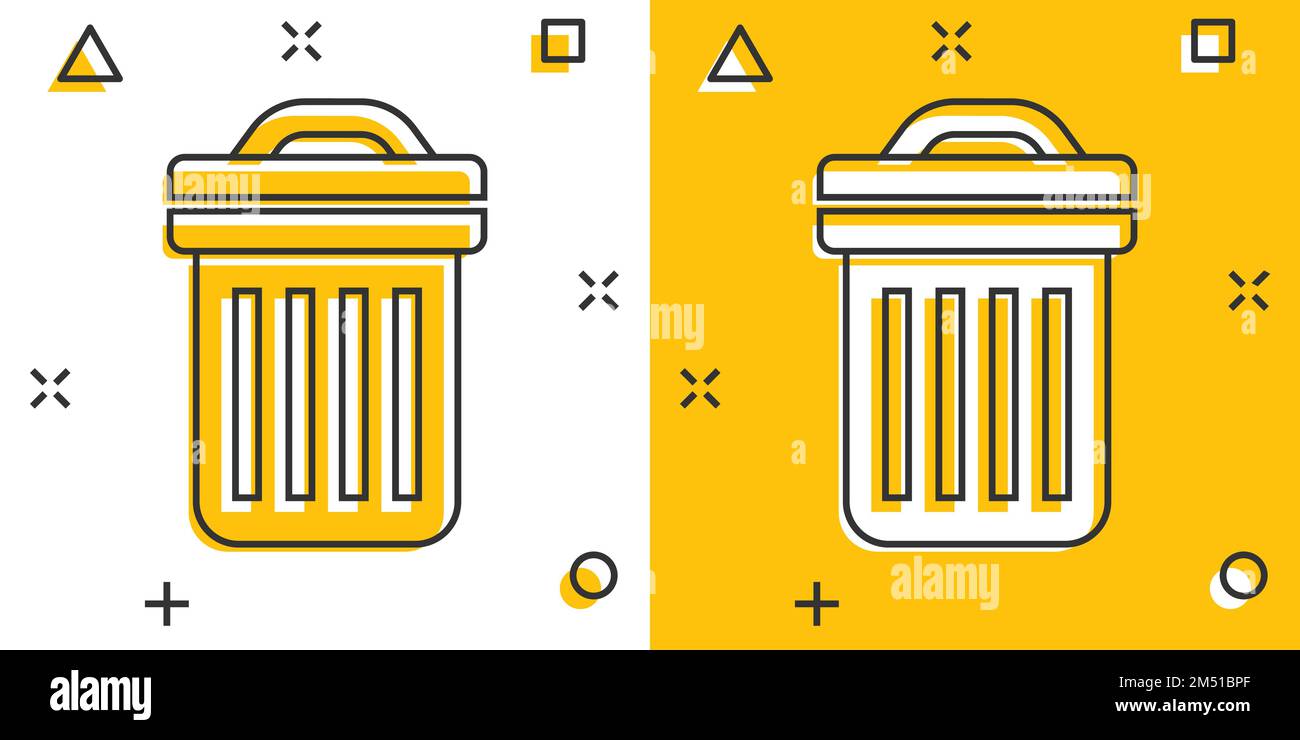 Garbage bin icon in comic style. Recycle cartoon vector illustration on ...