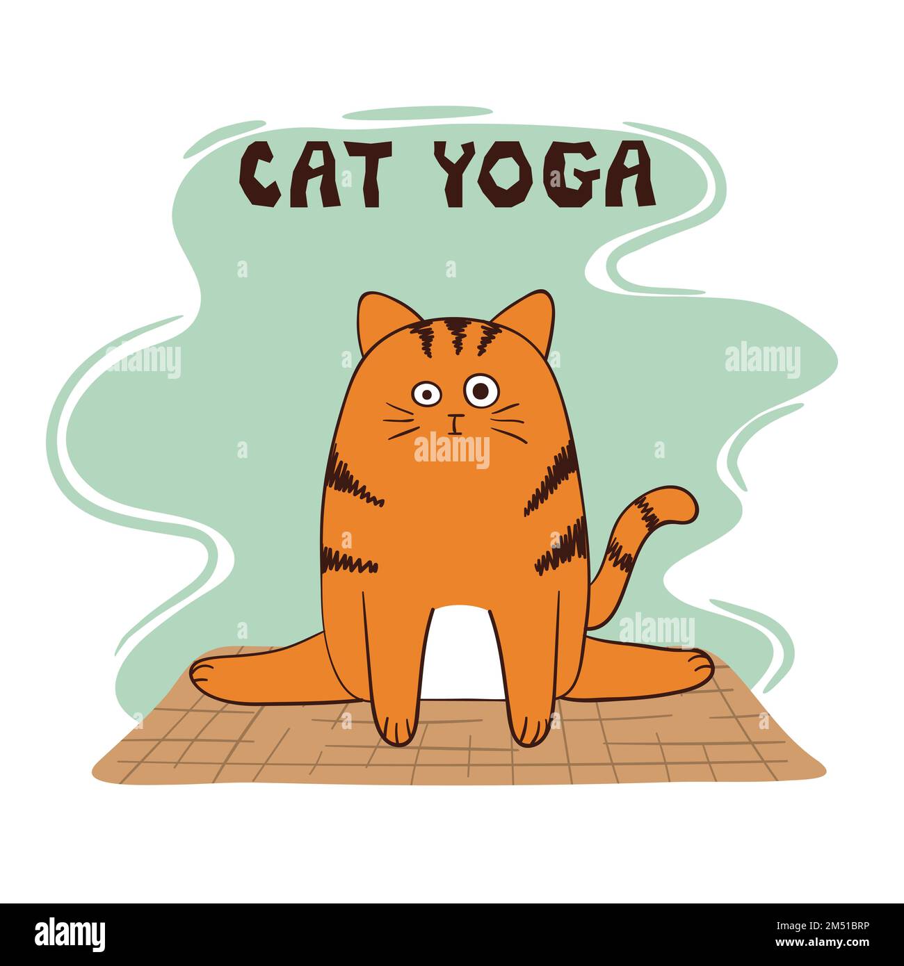 Cartoon funny yoga cat vector illustration. Yoga for kids Stock Vector ...