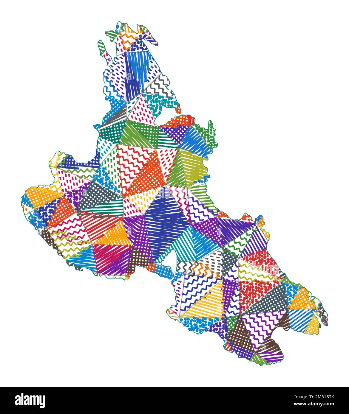 Kid style map of Krk. Hand drawn polygons in the shape of Krk. Vector ...