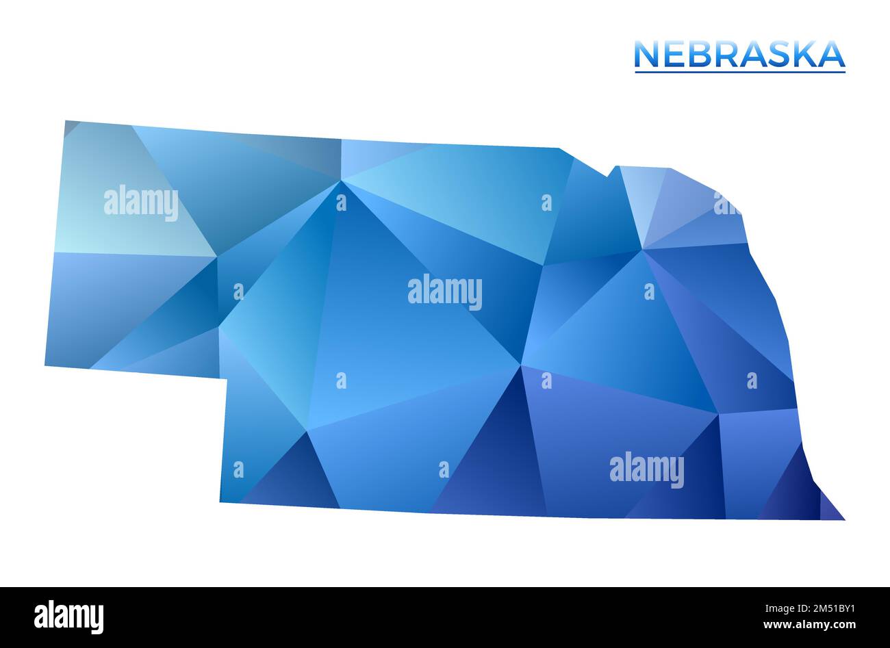 Vector polygonal Nebraska map. Vibrant geometric US state in low poly ...