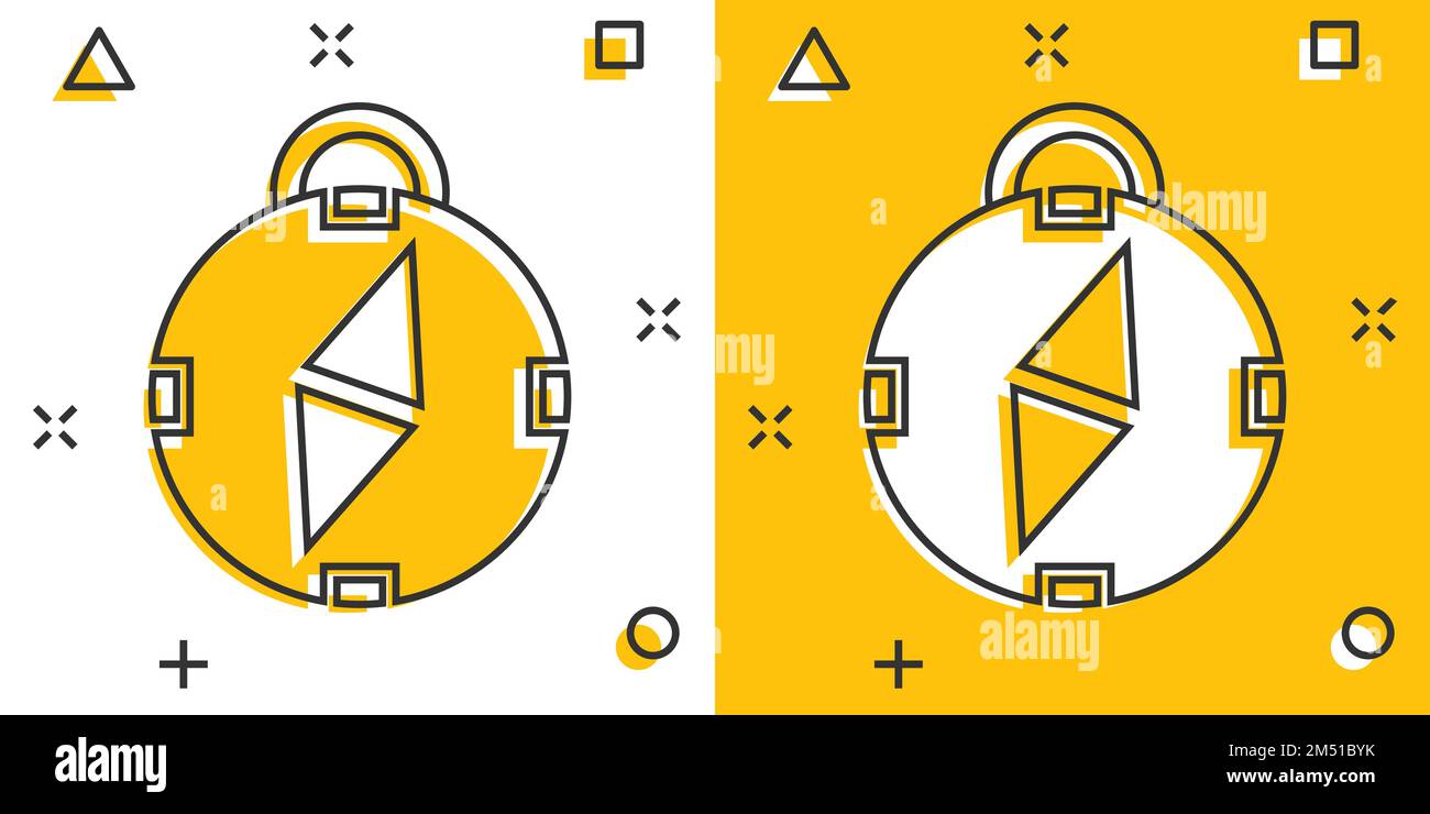 Compass icon in comic style. Navigation equipment cartoon vector ...