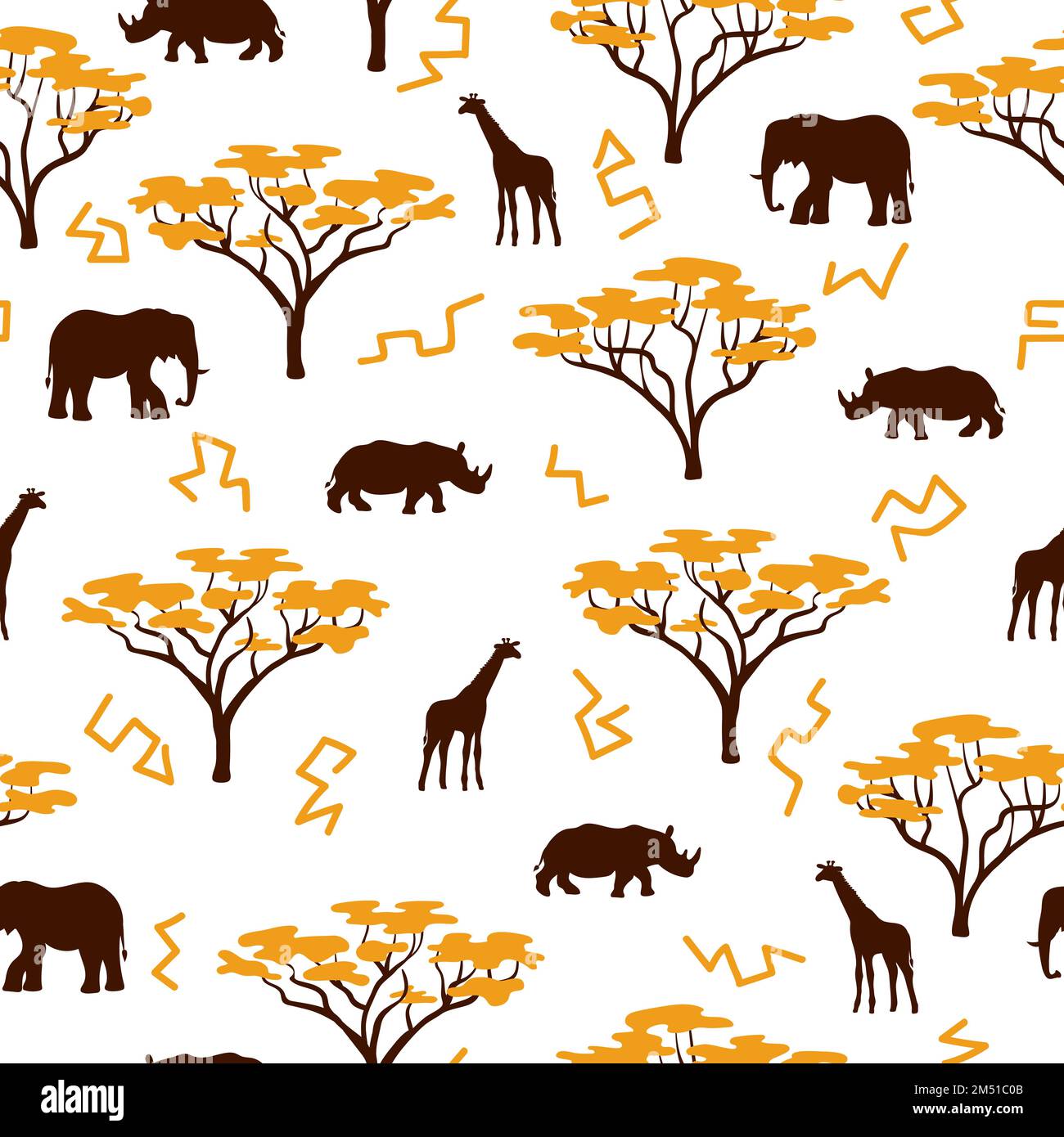 Seamless African pattern with wild animals in savannah Stock Vector ...