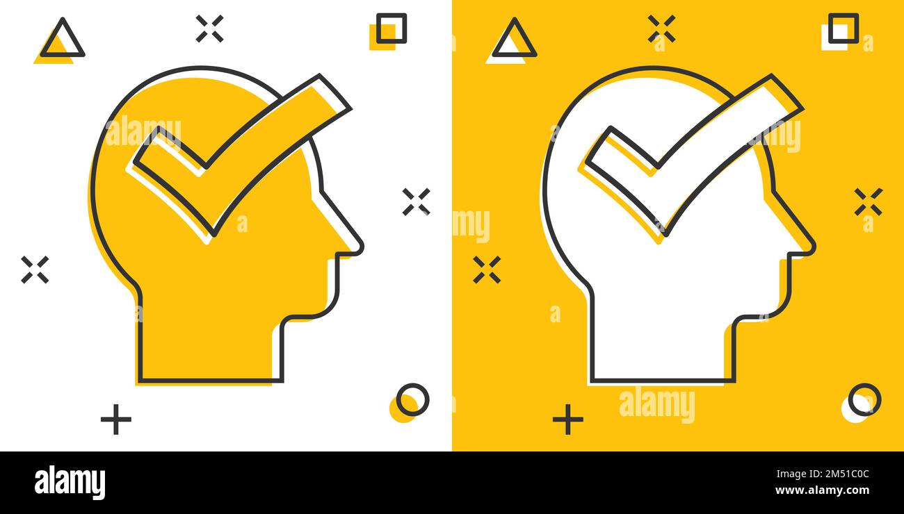 Organization management icon in comic style. People with check mark ...