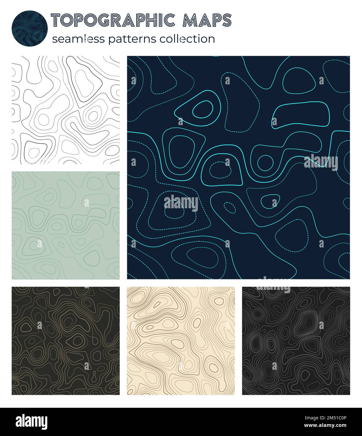 Topographic maps. Beautiful isoline patterns, seamless design. Neat ...