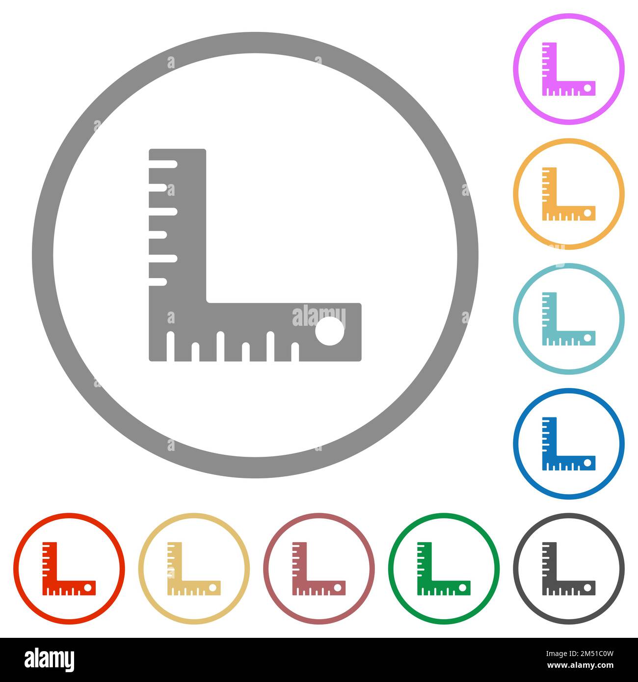 measurement tool solid flat color icons in round outlines on white ...