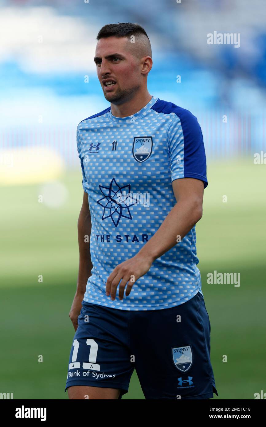 Robert Mak of Sydney FC warms up before the match between Sydney FC and ...