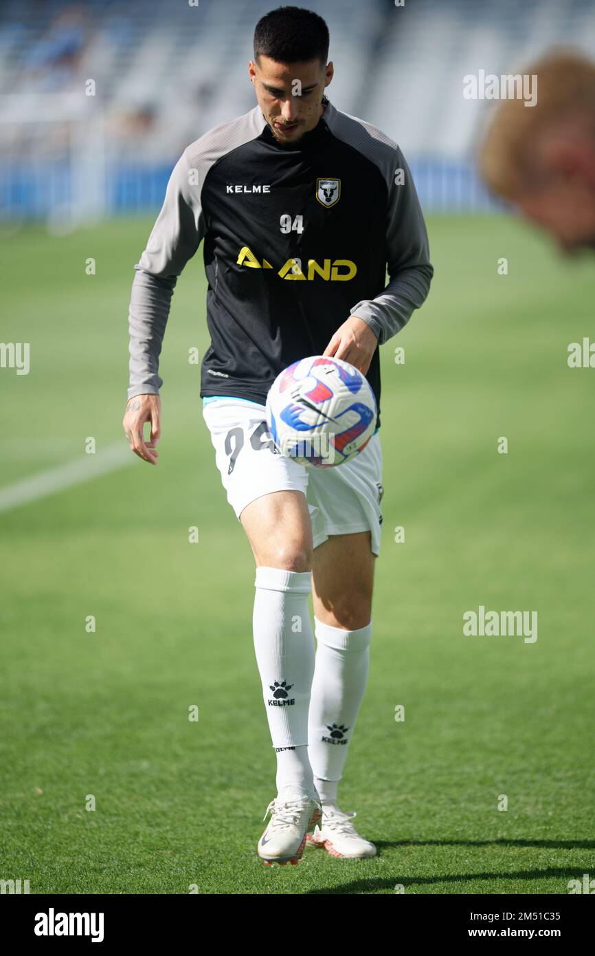Anthony Carter of Macarthur FC warms up before the match between Sydney ...