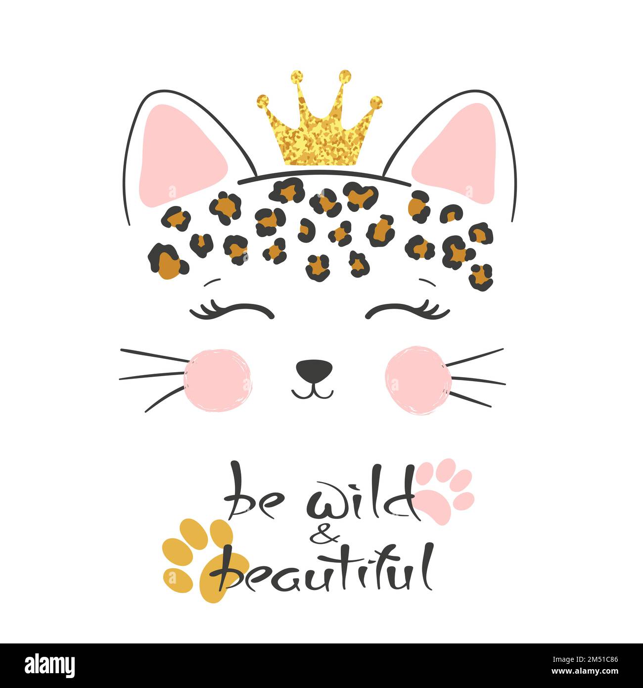 Little cute leopard head vector illustration. T-shirt print for kids ...