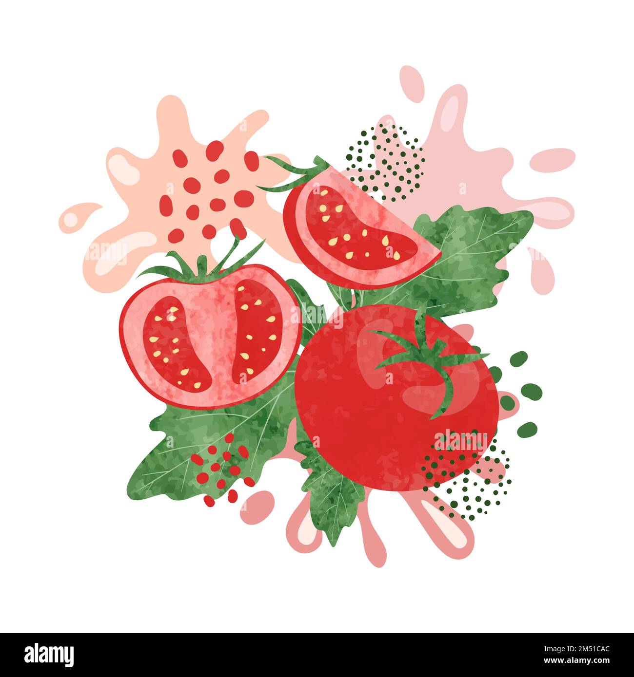 Tomato juice vector illustration. Abstract watercolor juicy vegetable ...