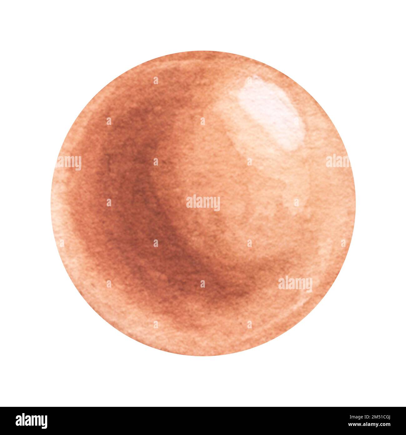 Round beige ball, circle, bead. Hand drawn watercolor illustration ...