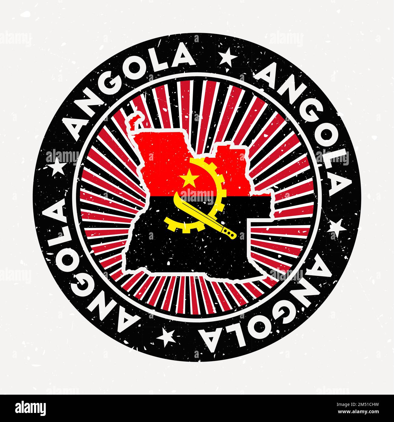 Angola round stamp. Logo of country with flag. Vintage badge with ...