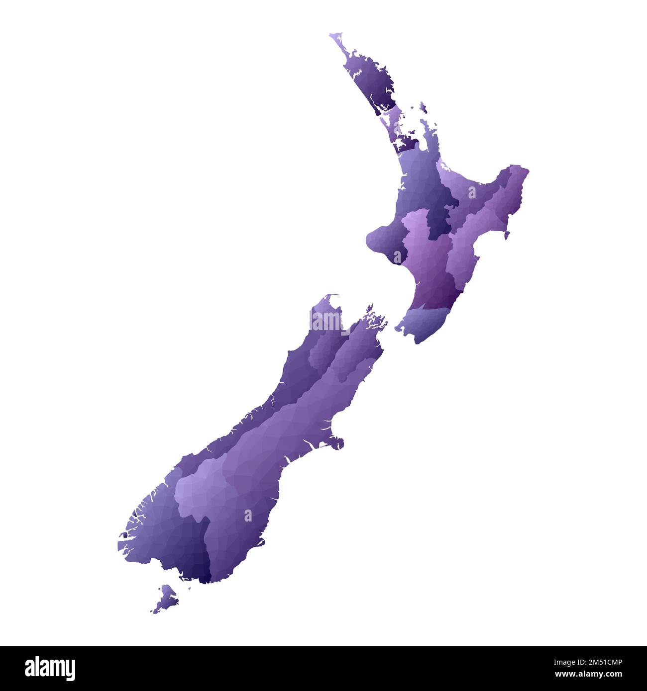 New Zealand map. Geometric style country outline. Delightful violet ...
