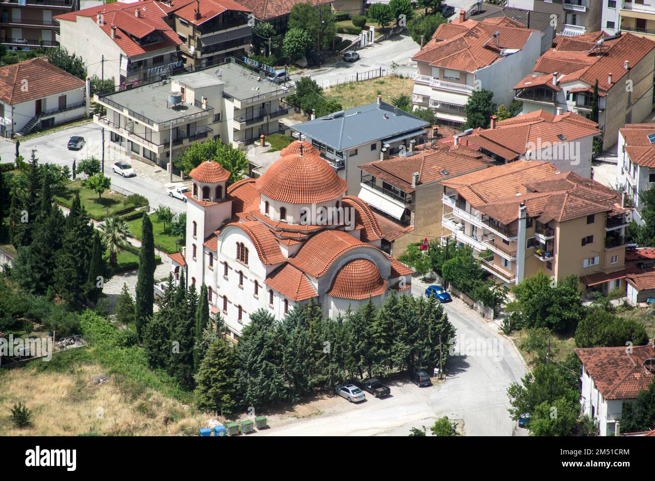 An aerial drone view of the Holy Church of Holy Meteorite Fathers in ...