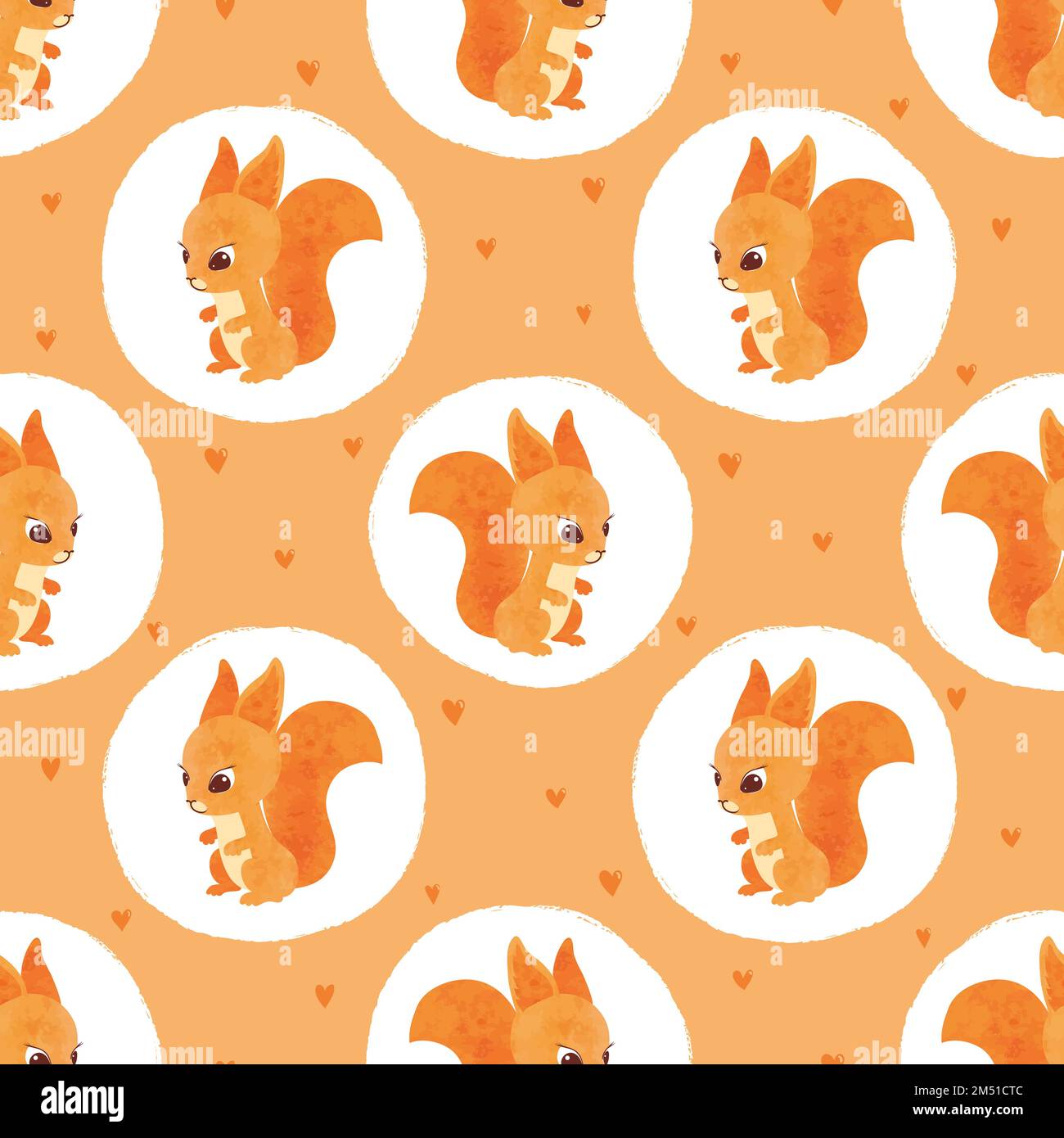 Seamless polka dot pattern with cute squirrels. Baby print, kids ...