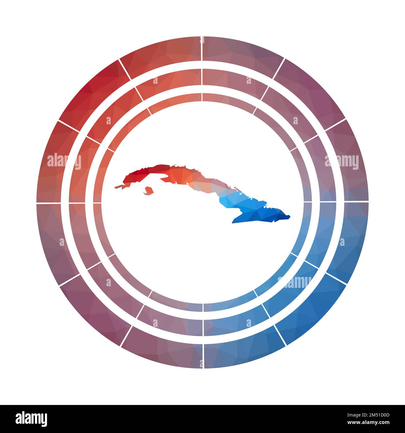 Cuba badge. Bright gradient logo of country in low poly style ...