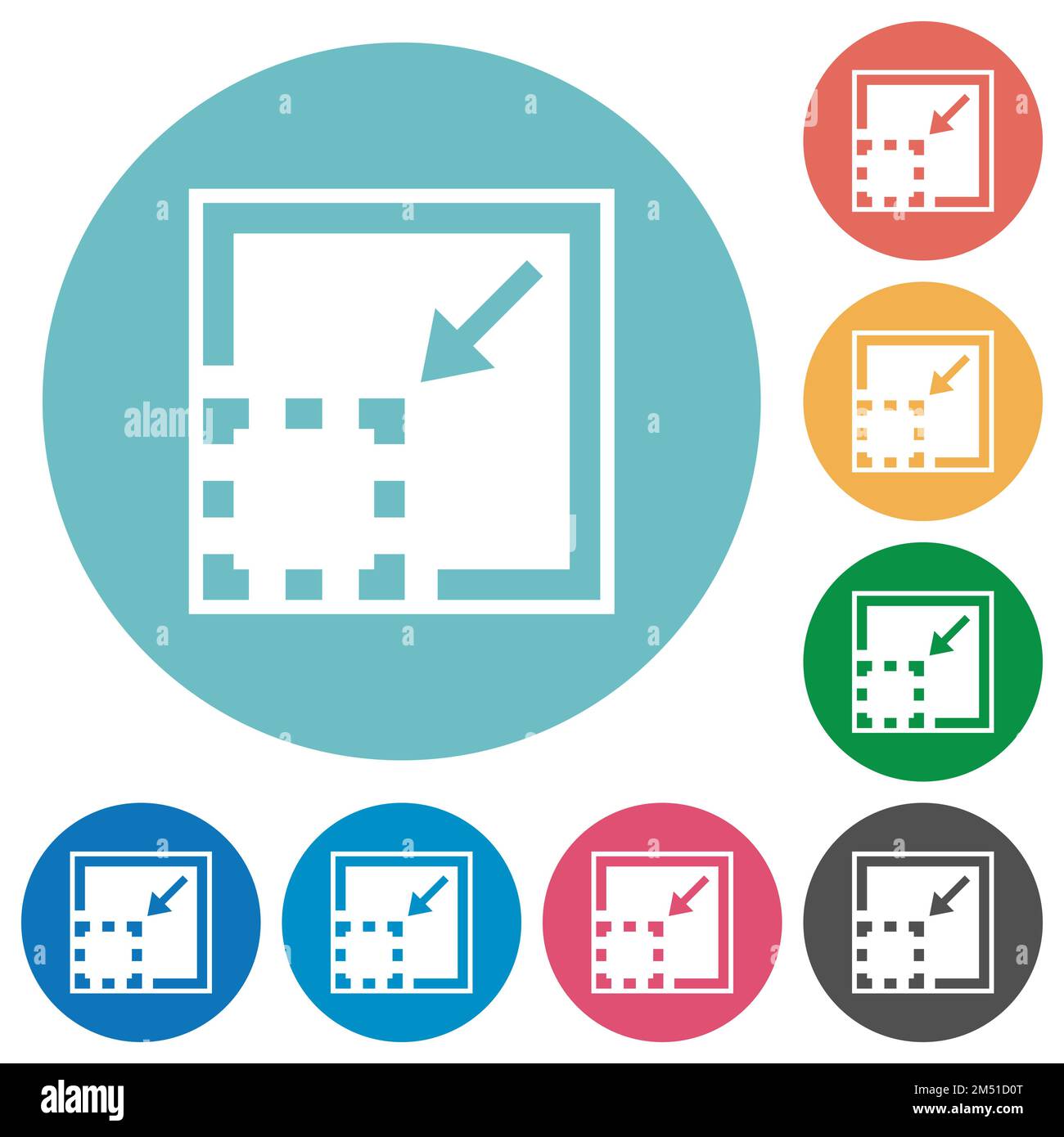 Minimize element solid flat white icons on round color backgrounds Stock Vector Image & Art - Alamy