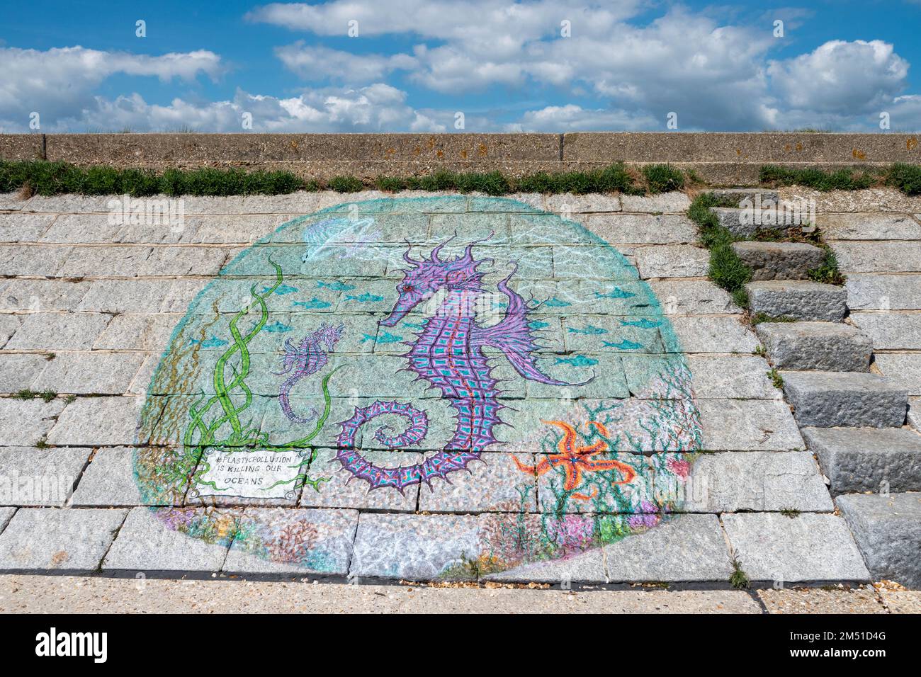 seahorse painted on a wall to warn that pollution is killing our oceans ...
