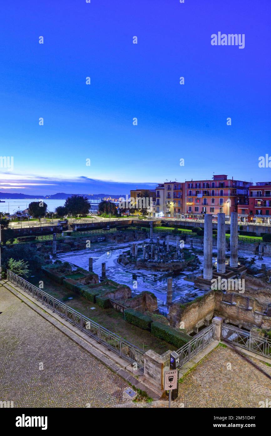 The ruins of an important temple of ancient Rome in Pozzuoli, a town in ...