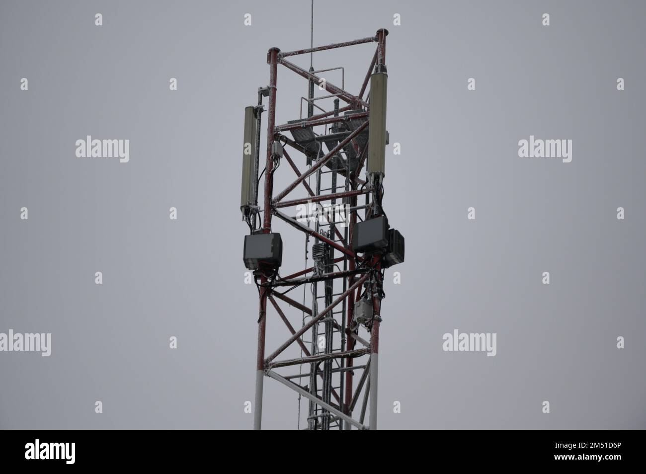 5 G signal tower of cellular communication. Telecommunication tower ...