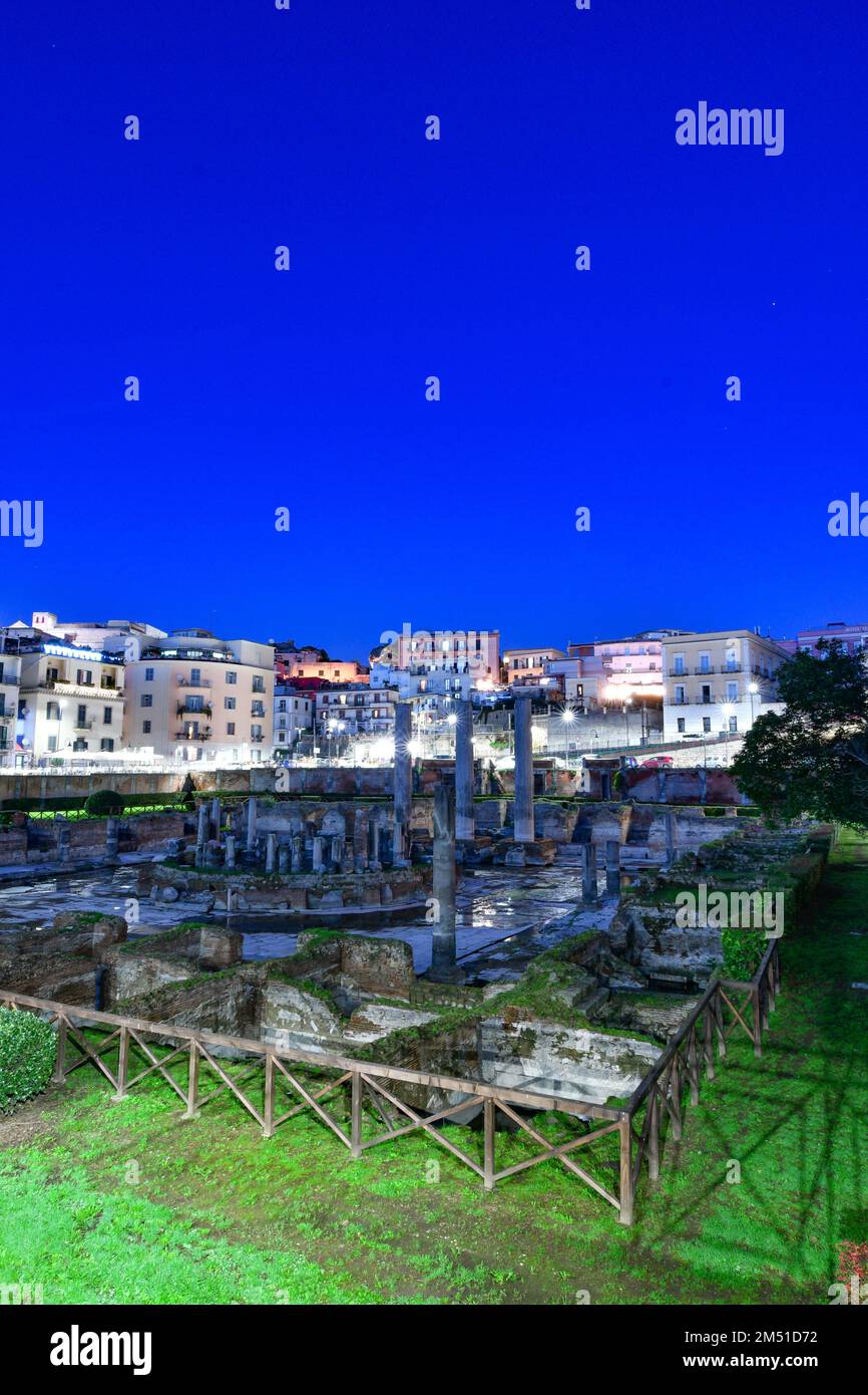 The ruins of an important temple of ancient Rome in Pozzuoli, a town in ...