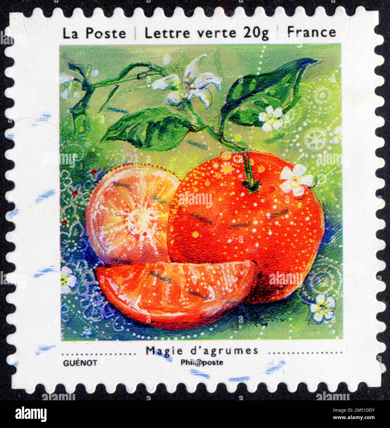 TIMBRE OBLITÉRÉ MAGIE D'AGRUMES. LA POSTE. LETTRE VERTE 20 G. FRANCE ...