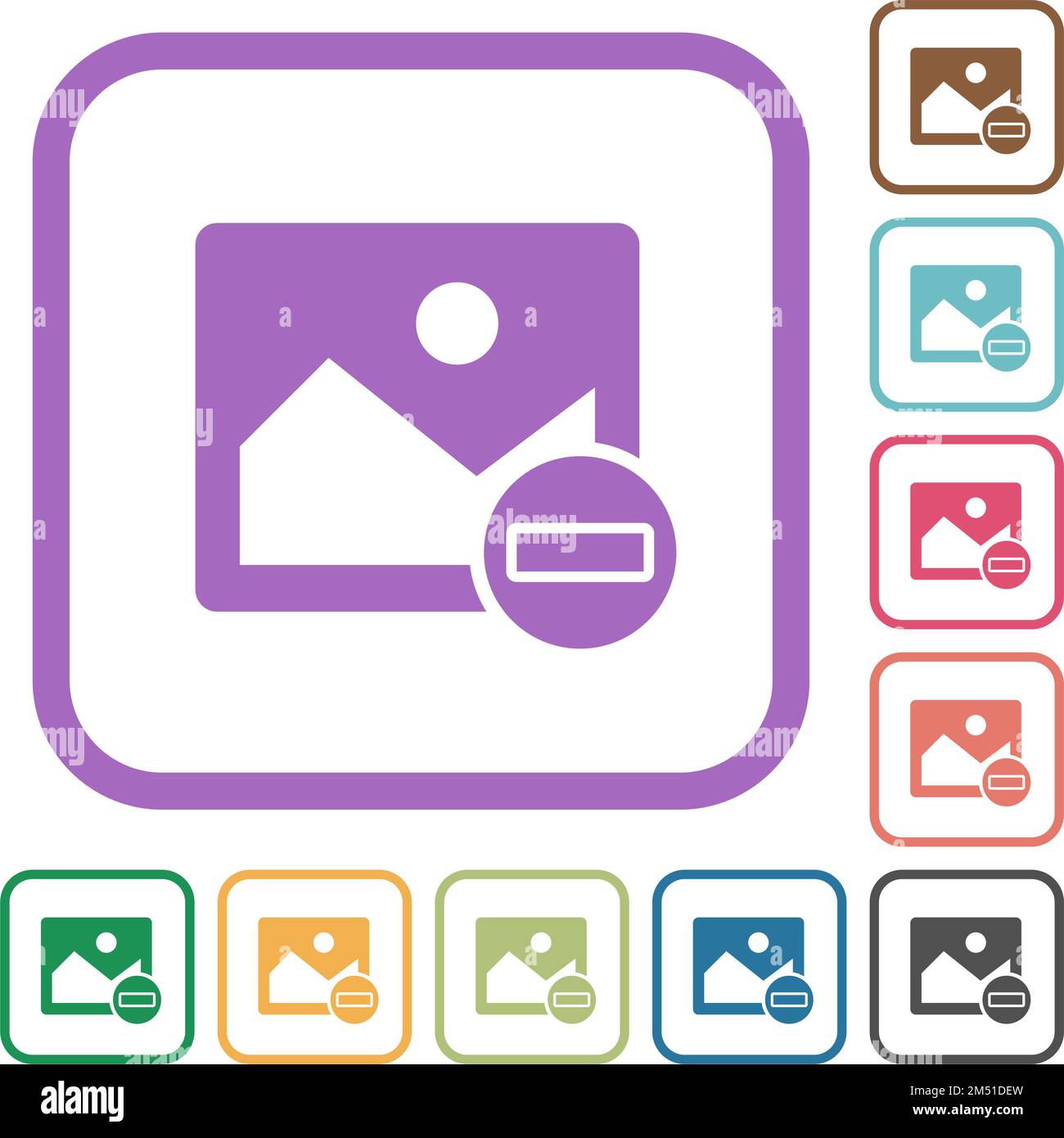 Remove image simple icons in color rounded square frames on white background Stock Vector Image ...