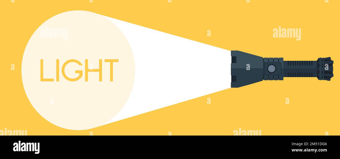 Modern tactical flashlight with side button light beam vector ...