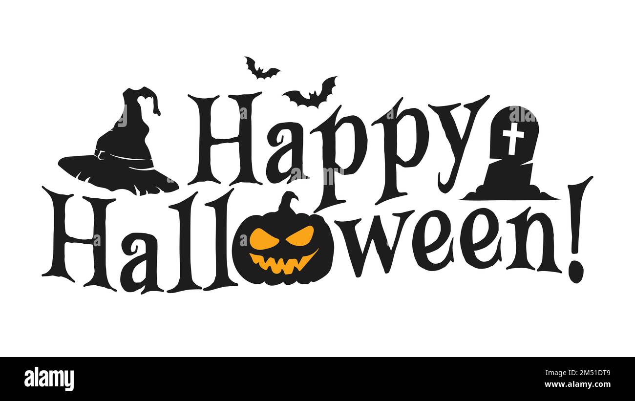 A vector of a HAPPY HALLOWEEN text on white background Stock Vector ...