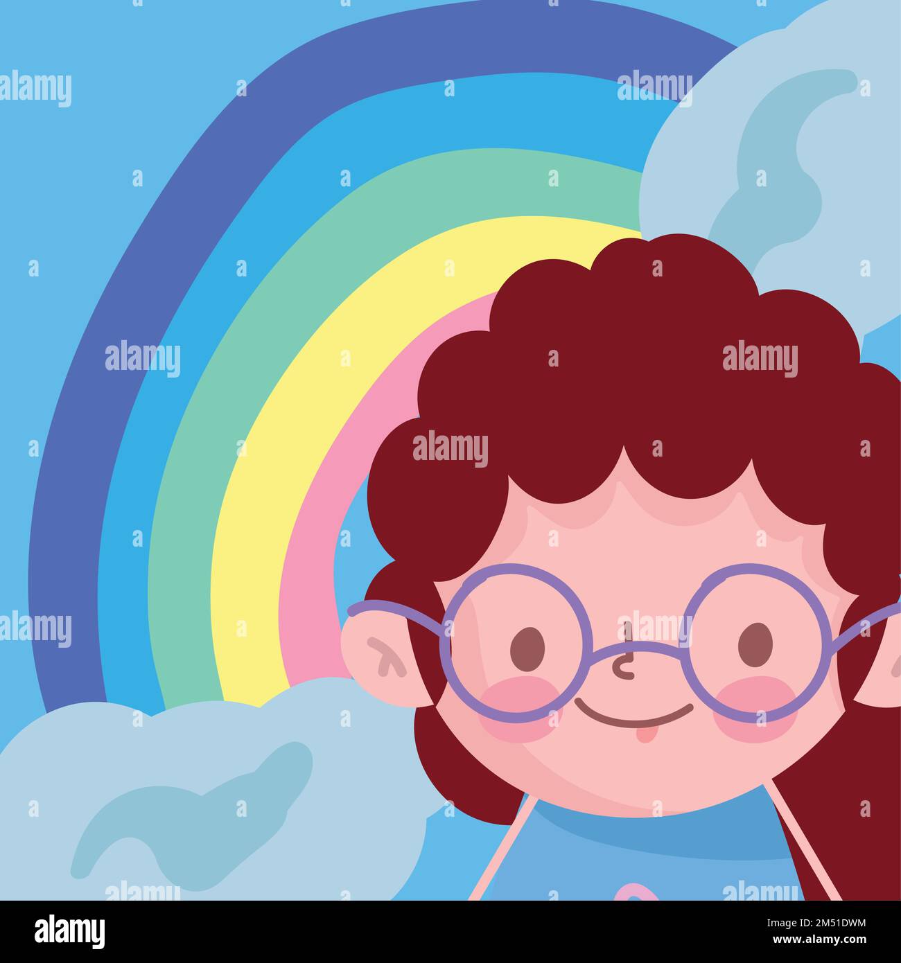 cute girl and rainbow Stock Vector Image & Art - Alamy