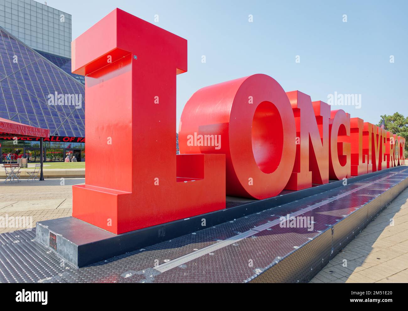 Long Live Rock sign, added to the Rock and Roll Hall of Fame plaza in ...