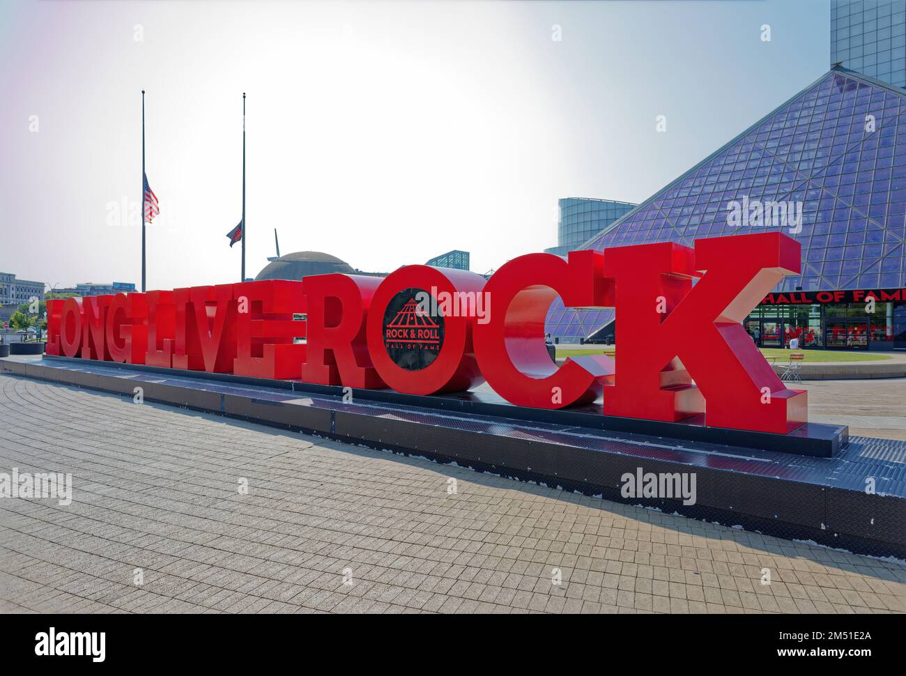 Long Live Rock sign, added to the Rock and Roll Hall of Fame plaza in ...