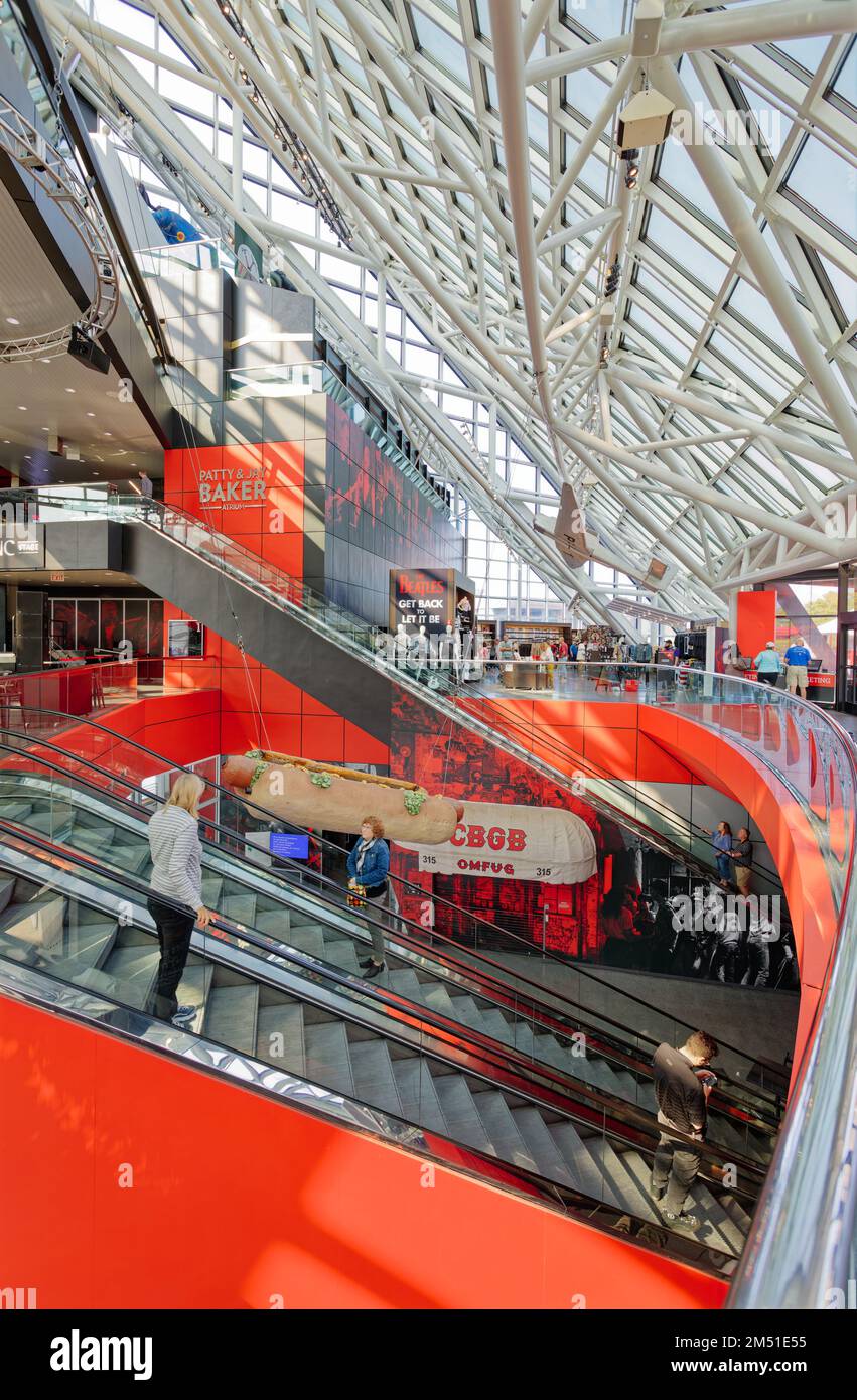 A five-story atrium dominates the Rock and Roll Hall of Fame. A gift ...