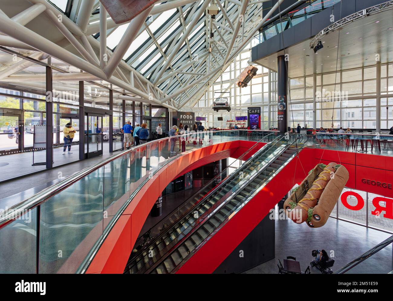 A five-story atrium dominates the Rock and Roll Hall of Fame. A gift ...