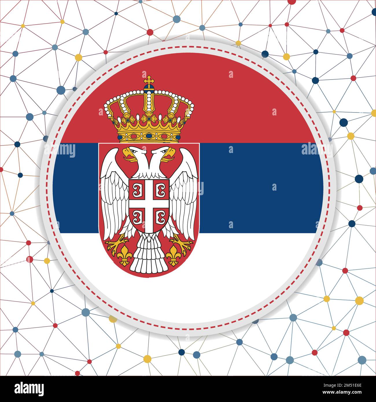 Flag of Serbia with network background. Serbia sign. Trendy vector ...