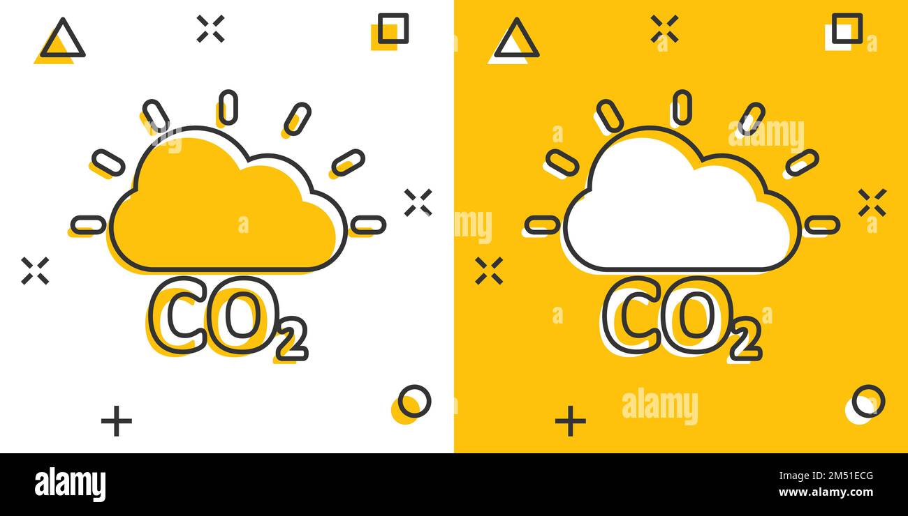 Co2 emission icon in comic style. Cloud disaster cartoon vector ...