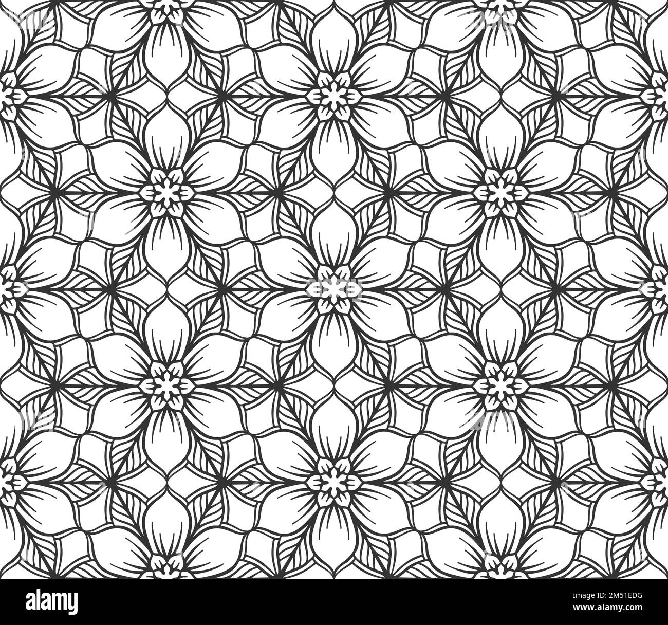 Geometric floral pattern Black and White Stock Photos & Images - Alamy