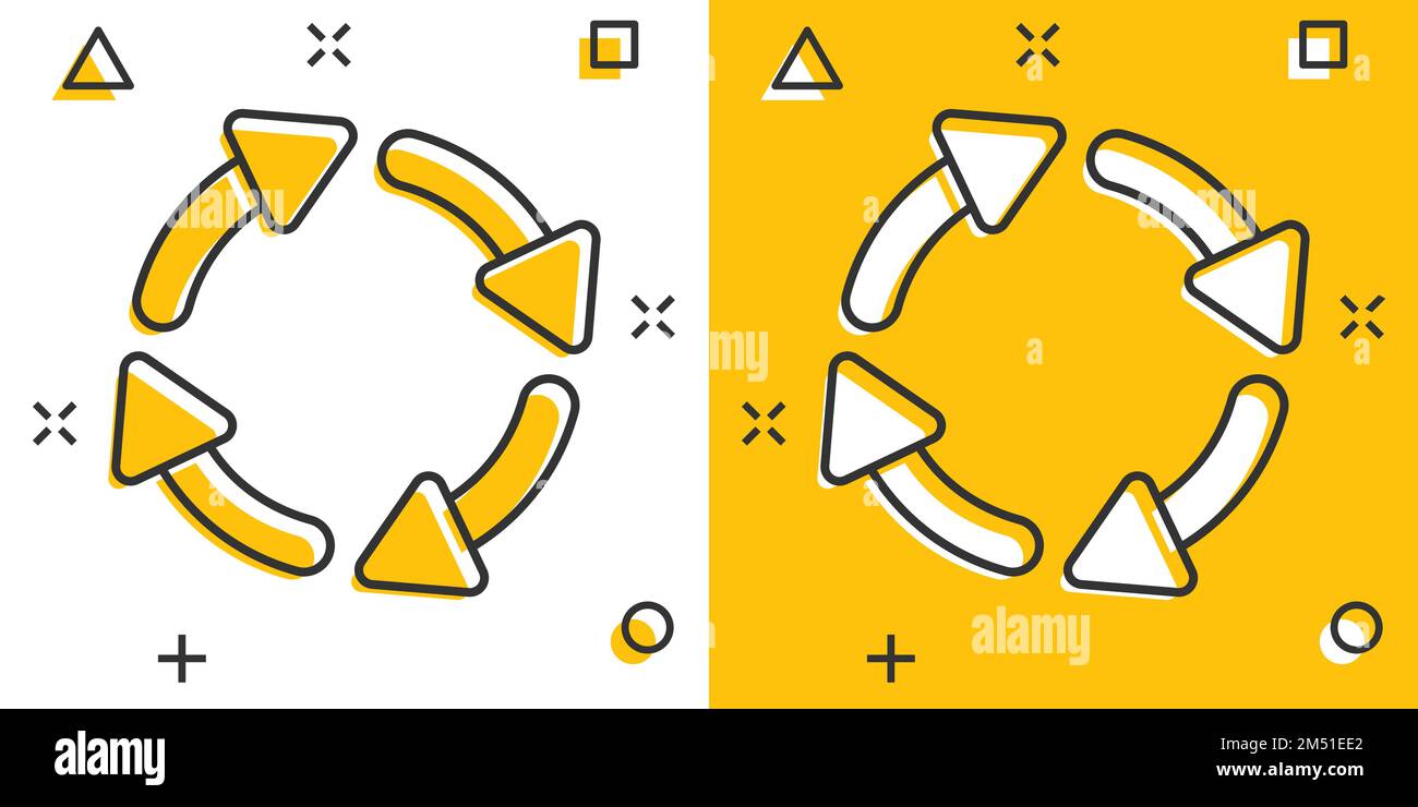 Recycle icon in comic style. Reuse cartoon vector illustration on white ...
