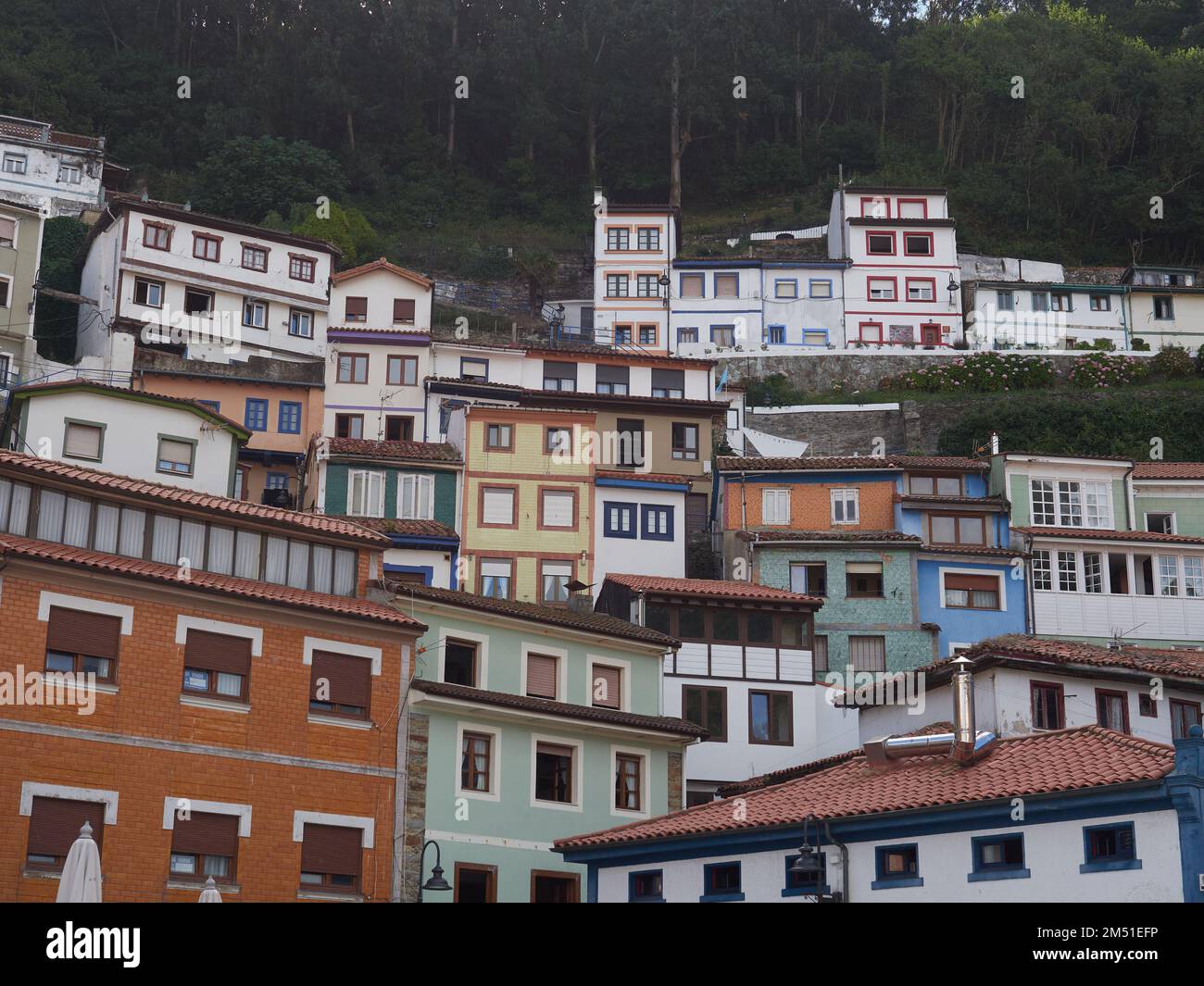 A beautiful shot of colorful historic buildings in Cudillero, Spain ...
