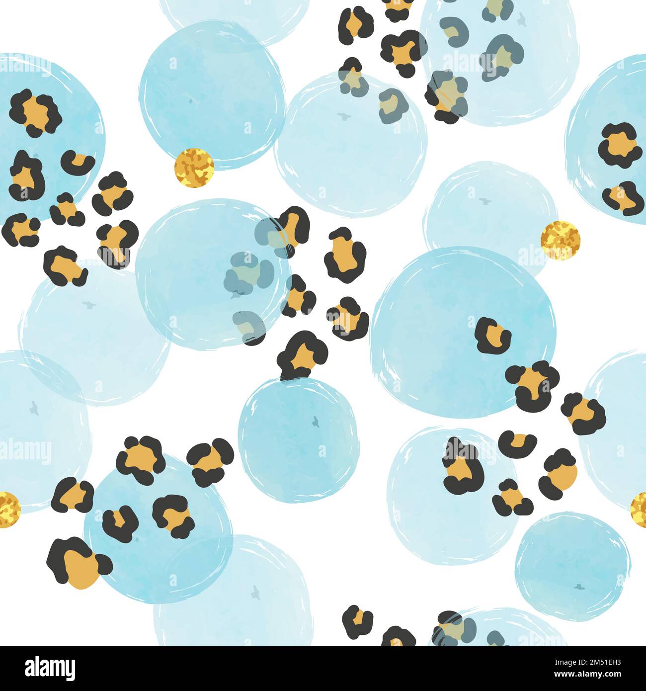 Seamless dotted pattern with watercolor blue circles and leopard print Stock Vector Image & Art ...