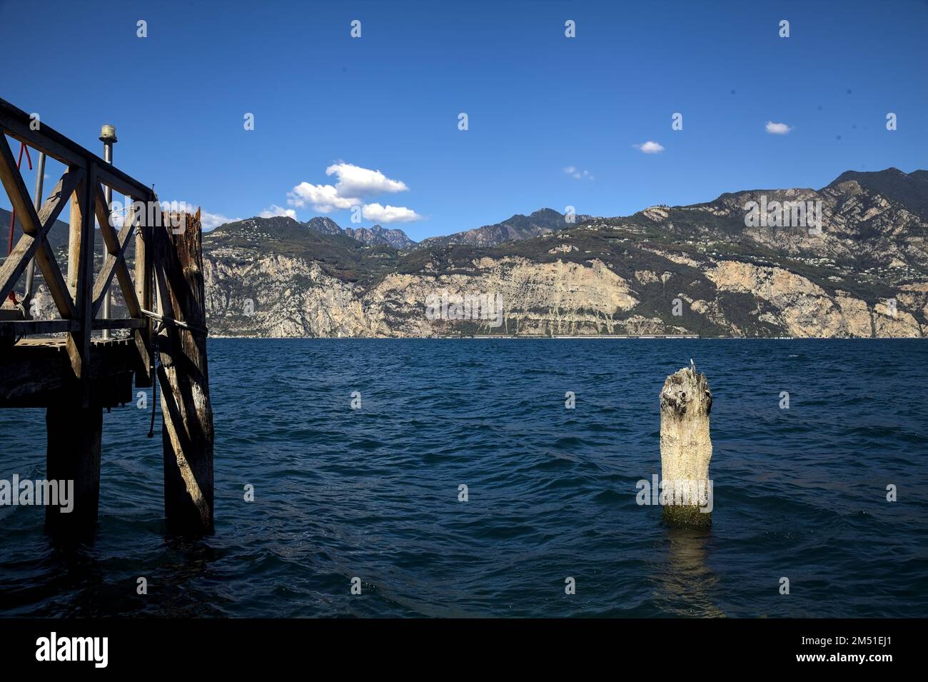 Mooring pole next to the shore on a sunny day in summer Stock Photo - Alamy