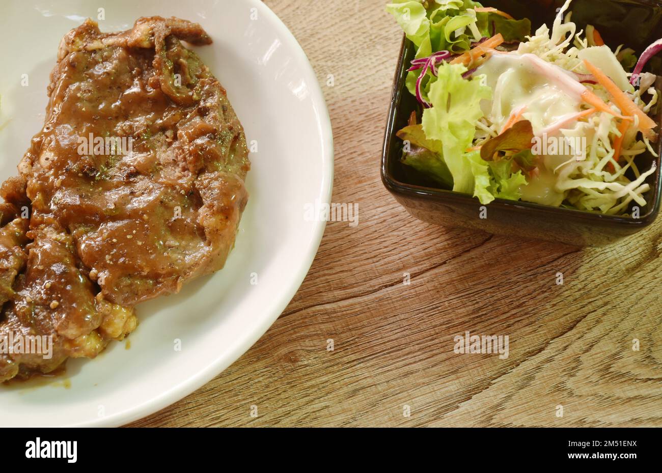 grilled beef steak dressing gravy sauce with French fries dressing ...