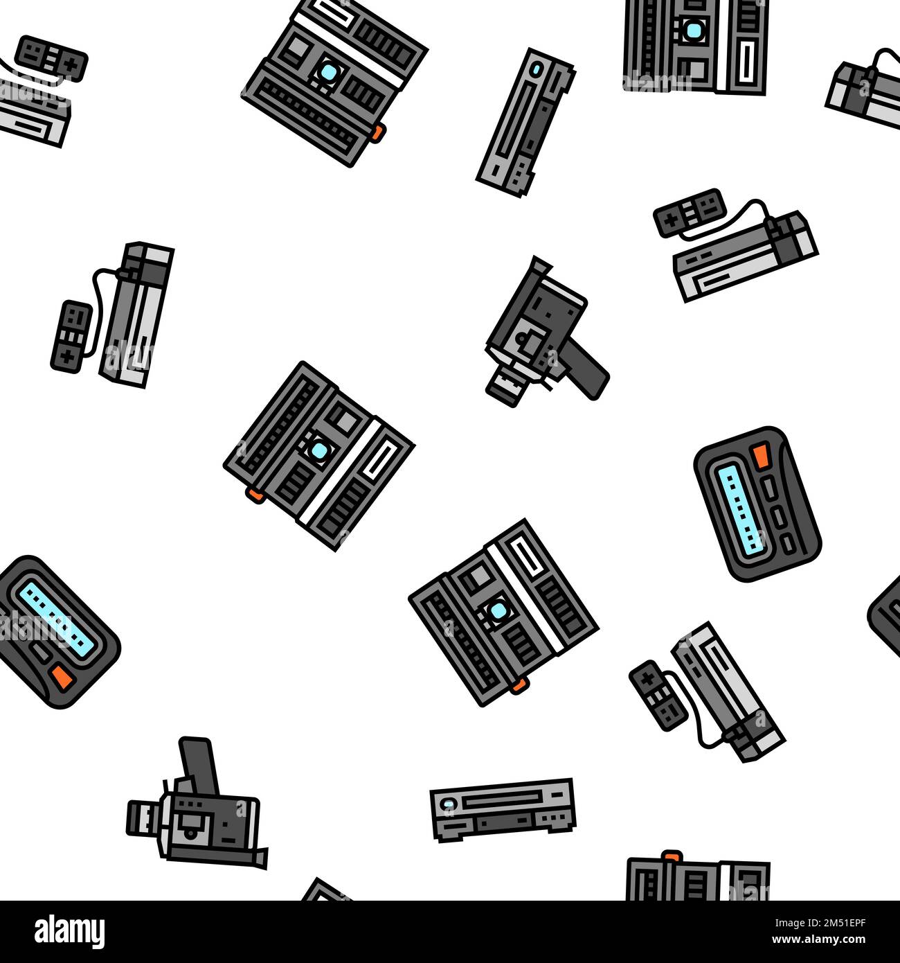 retro gadget technology device vector seamless pattern Stock Vector ...