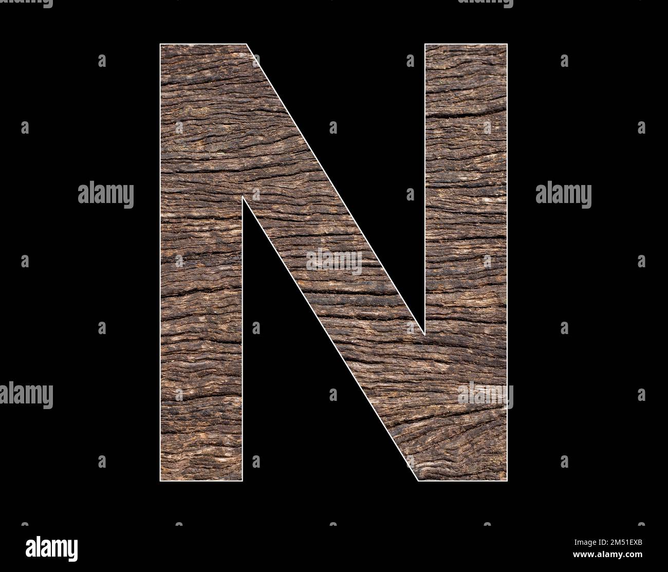 Uppercase letter N of the alphabet - Rustic tree cortex texture Stock ...