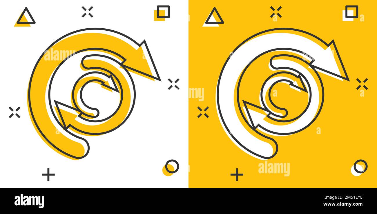 Arrow cycle icon in comic style. Recycle eco cartoon vector ...