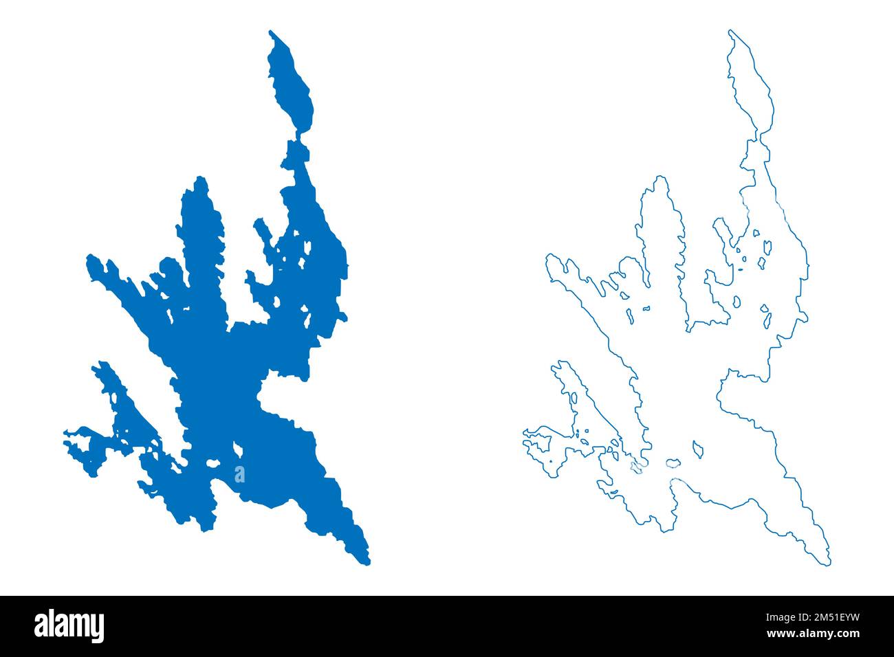 Lake Pyhajarvi (Republic of Finland) map vector illustration, scribble ...