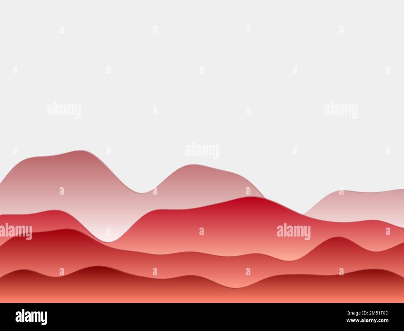 Abstract mountains background. Curved layers in red colors. Papercut ...