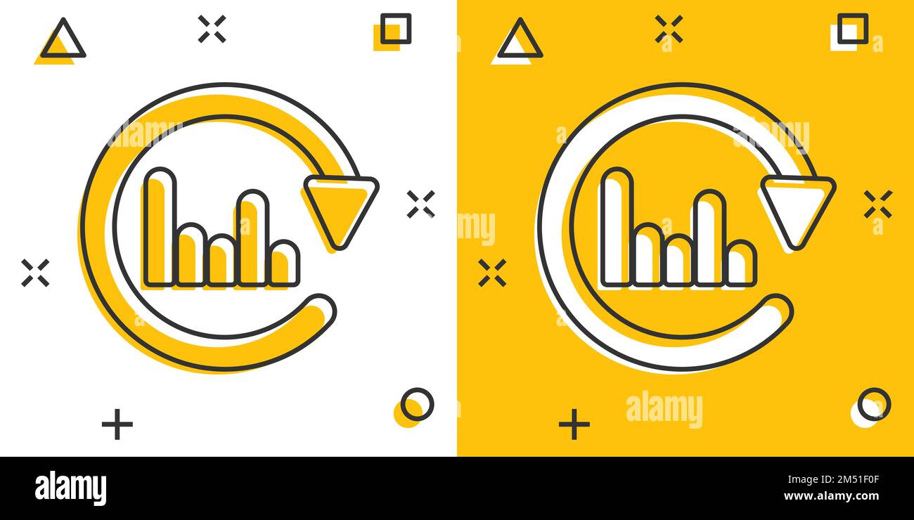 Graph arrow icon in comic style. Financial analytics cartoon vector ...