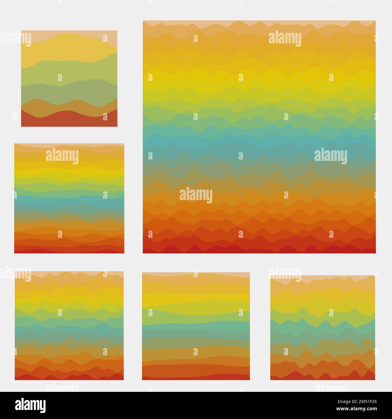 Abstract waves background collection. Curves in bright contrast colors ...